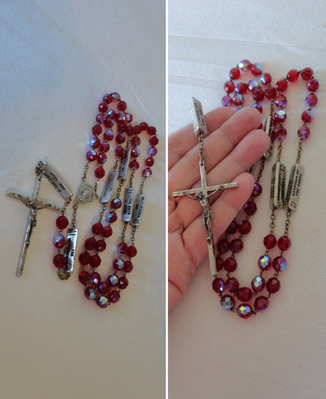 Vintage Italian Stations of the Cross Catholic Crucifix Rosary Triangle ...