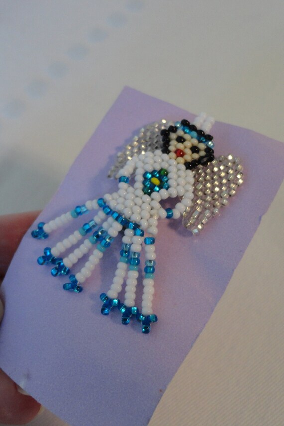 Vintage Native American Seed Beadwork Angel Brooch Pi… - Gem