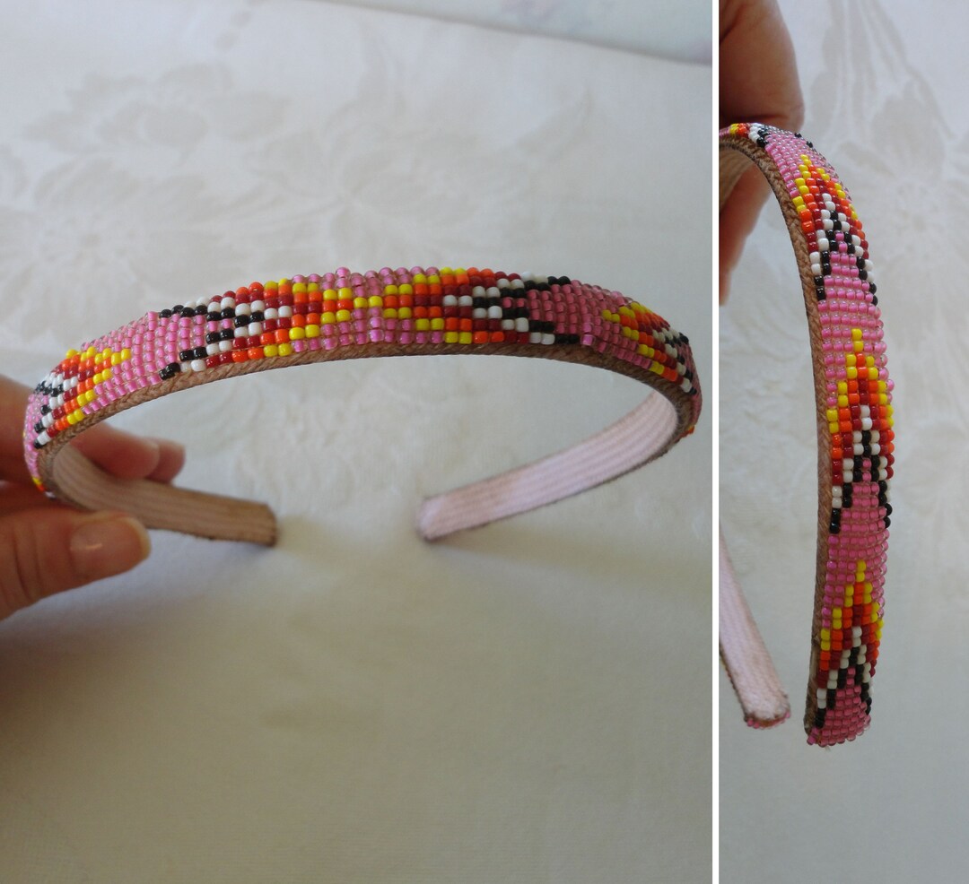 Vintage Native American Beaded Headband Native Indian Seed Bead ...