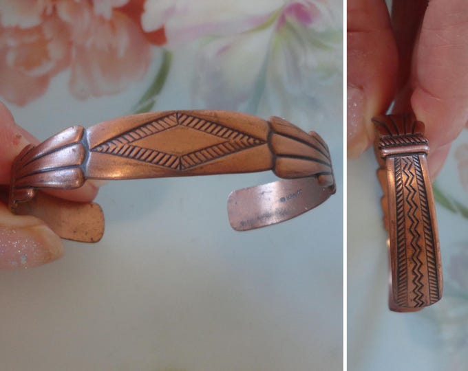 Vintage Solid Copper Cuff Bracelet Signed WM Wheeler Mfg. Made in the ...