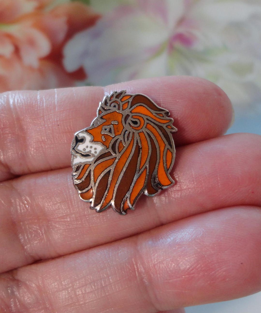 Vintage Cloisonne Enamel Lion Lapel Pin MAFCO Enameled Lion Tack Tac ...