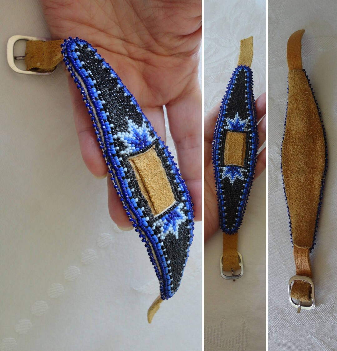 Vintage Artisan Beaded Watch Strap Cut Glass Sparkly Seed Beads ...