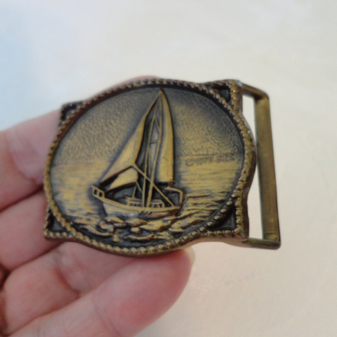 Vintage BTS Sailboat Brass Belt Buckle Nautical Sailing Boat - Etsy