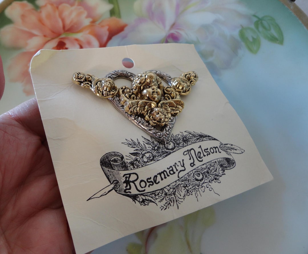Rare NOS Vintage ROSEMARY NELSON Cherub Angels Brooch Pin New Old Stock ...