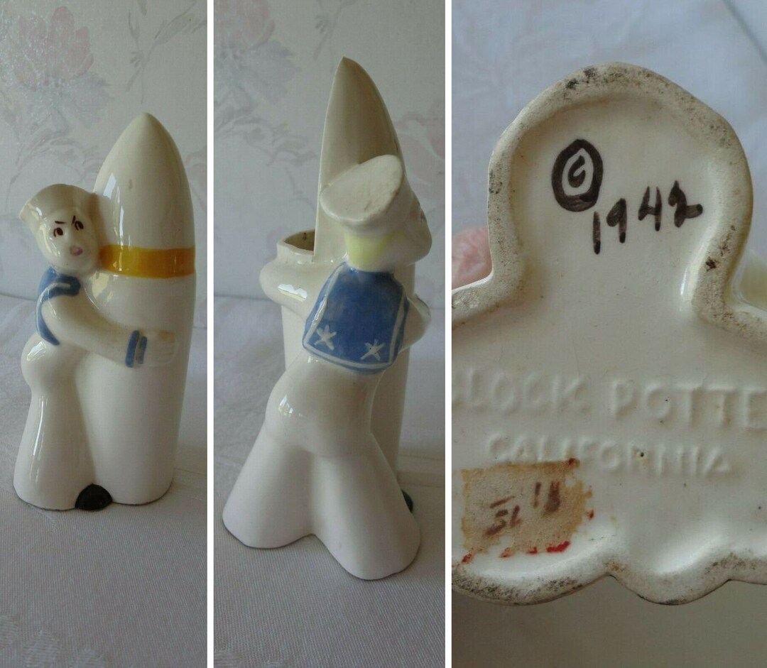 RARE 1942 Block Pottery California WWII Era United States Navy Sailor ...