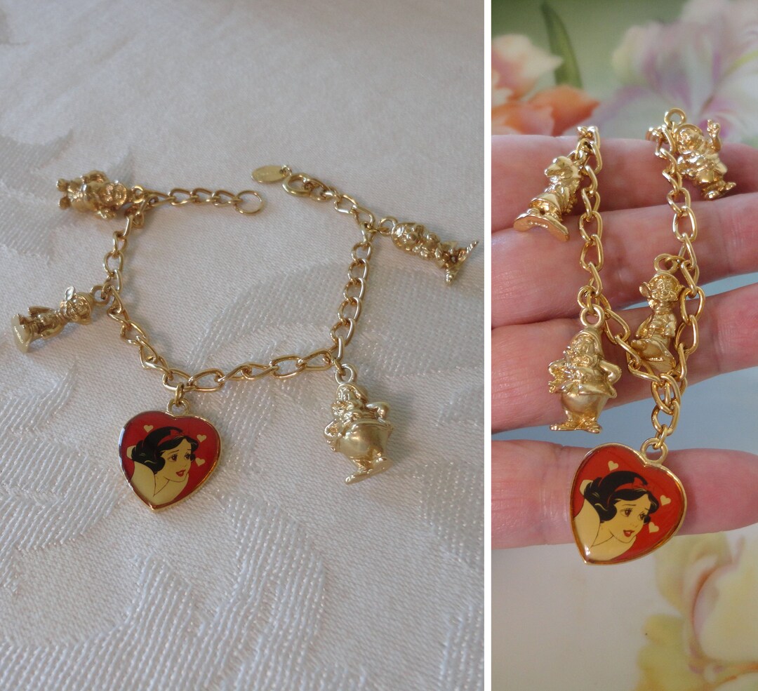 Vintage Disney Snow White Charm Bracelet Small Size SIGNED DISNEY ...