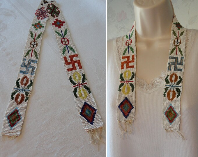 RARE 1920s-1930s Native American Indian Beadwork Sash Whirling Log ...