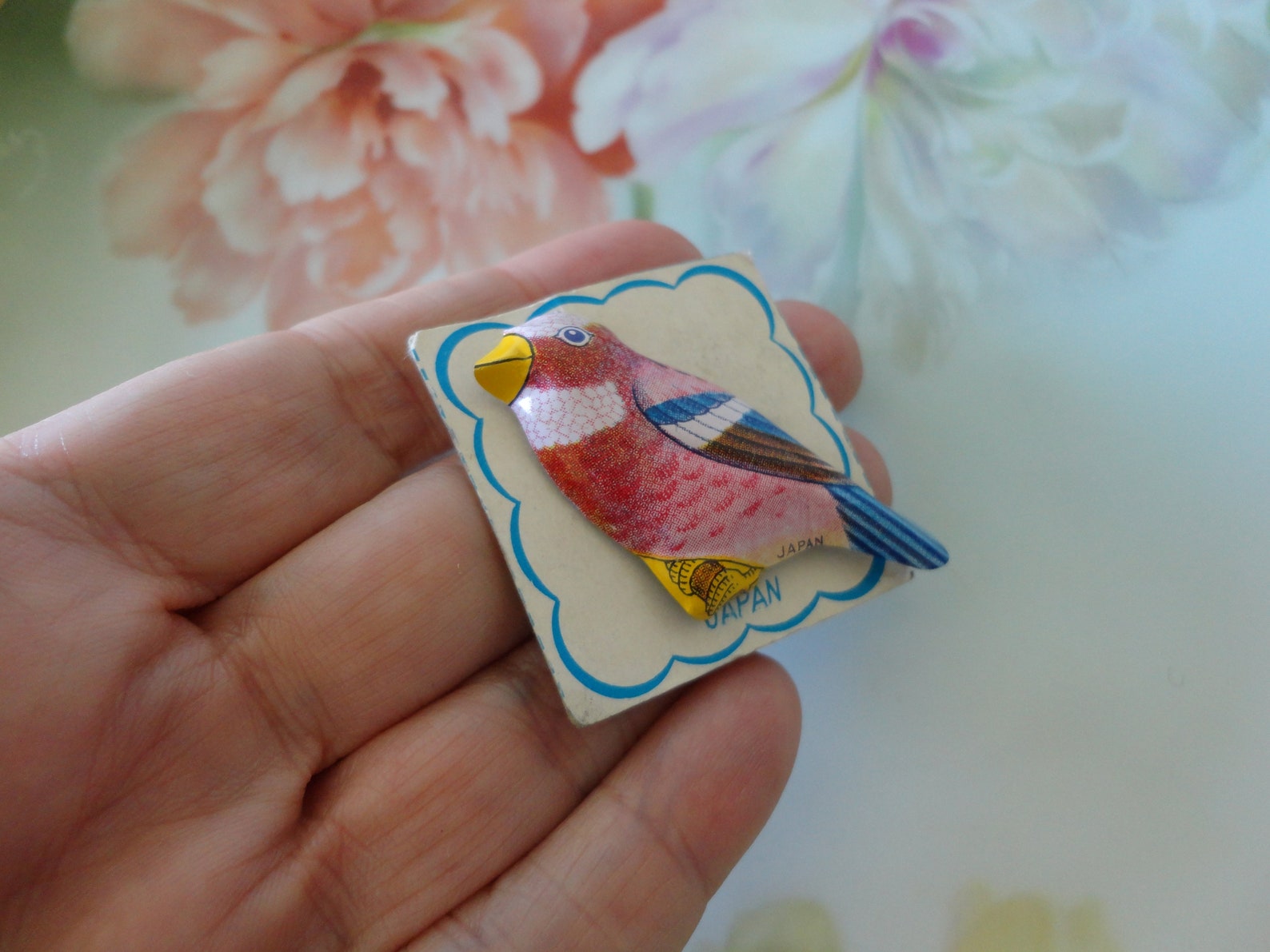 Vintage 1960s Tin Lithographed Bird Pin Made in Japan NEW and | Etsy