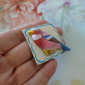 Vintage 1960s Tin Lithographed Bird Pin Made in Japan NEW and - Etsy