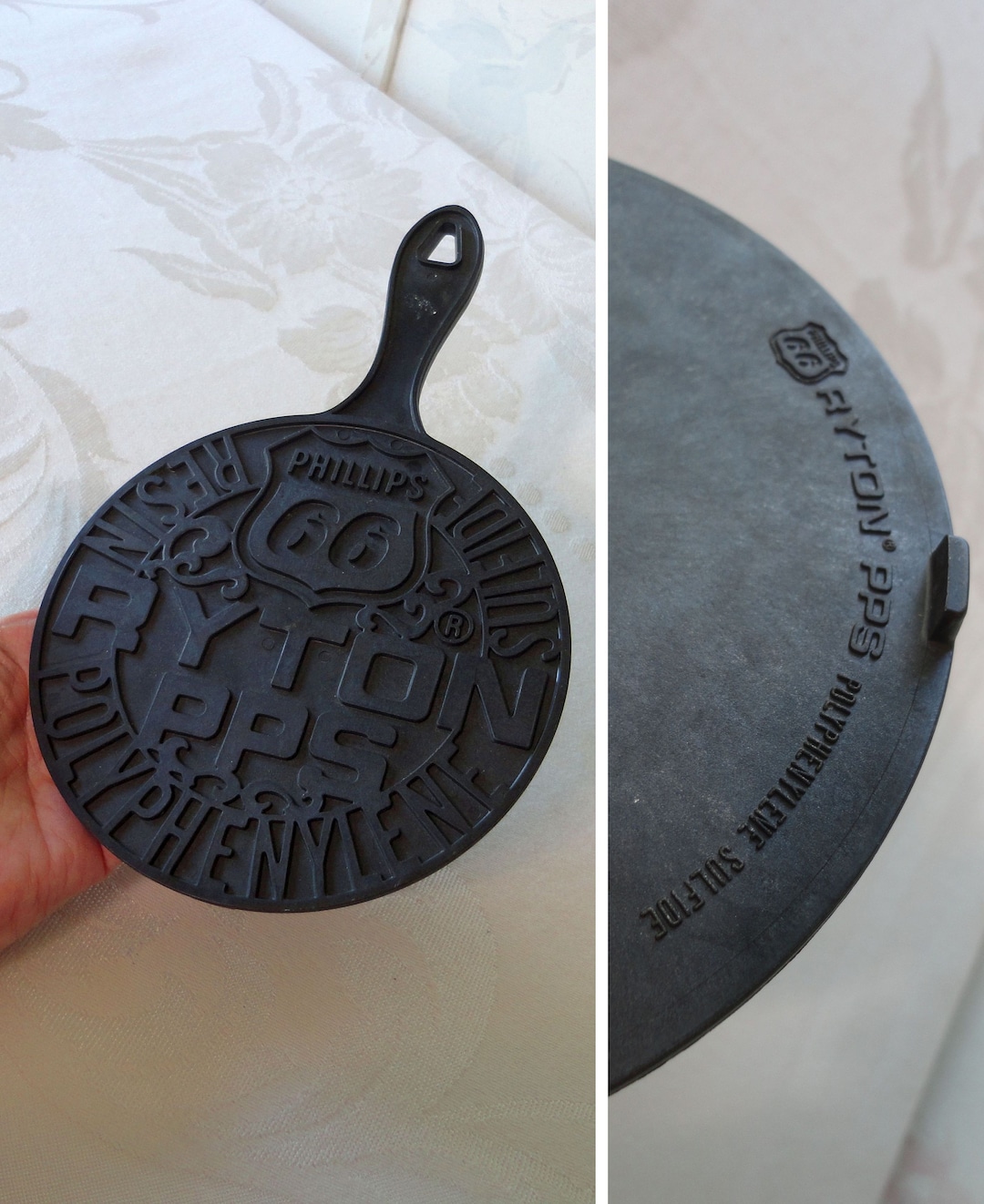 Rare Vintage PHILLIPS 66 Ryton PPS Black Trivet Hot Plate COLLECTIBLE ...