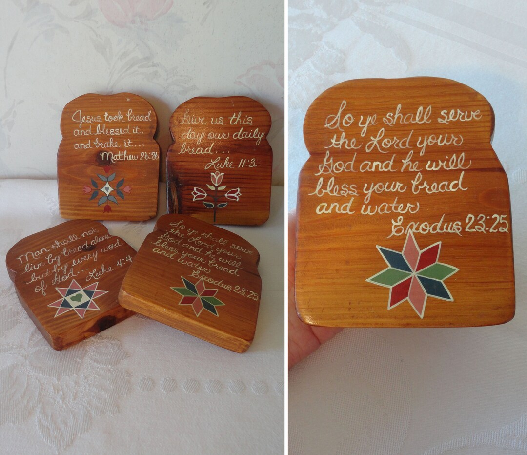 FOUR Vintage Hand Painted Bible Verses on Carved Wood - Etsy