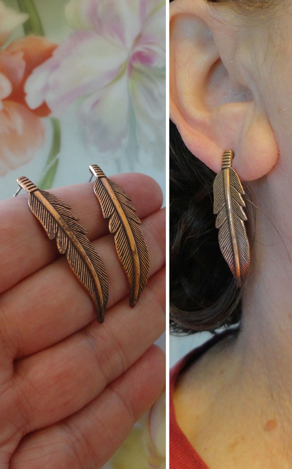 Vintage native copper feather - Gem