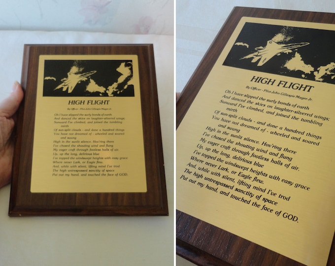 Vintage "high Flight" Poem Plaque by Pilot John Gillespie Magee Jr ...