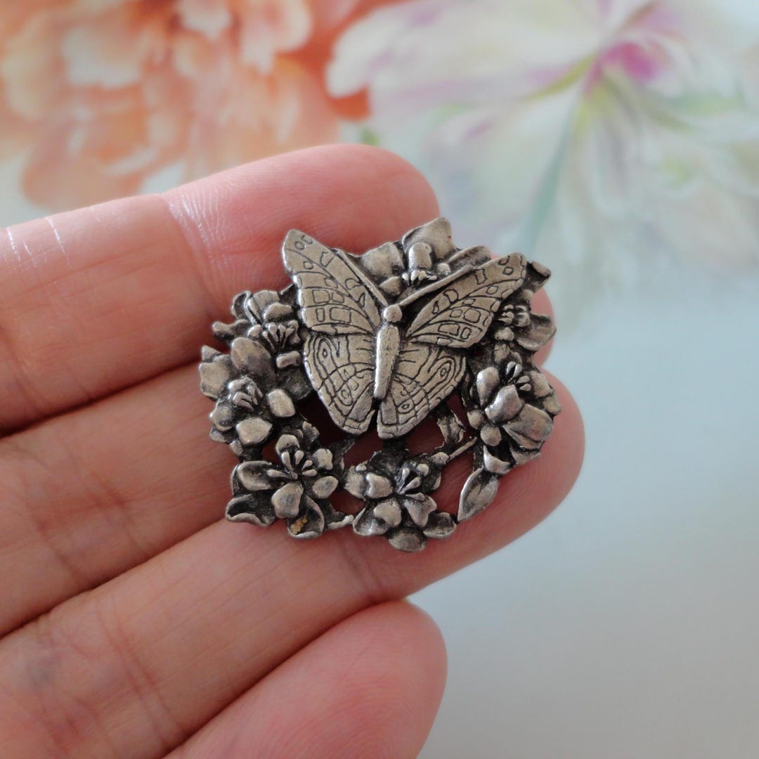 Vintage 1998 Birds & Blooms Pewter Brooch Pin 1998 Limited Edition ...