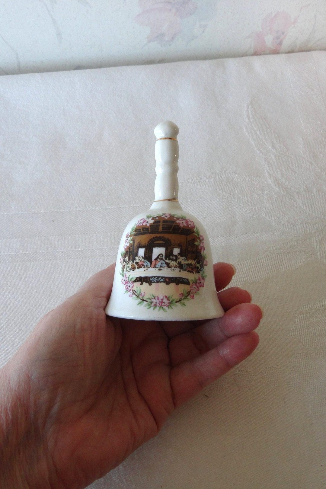 Vintage the Last Supper White Ceramic Bell Christian Decor Jesus Christ ...
