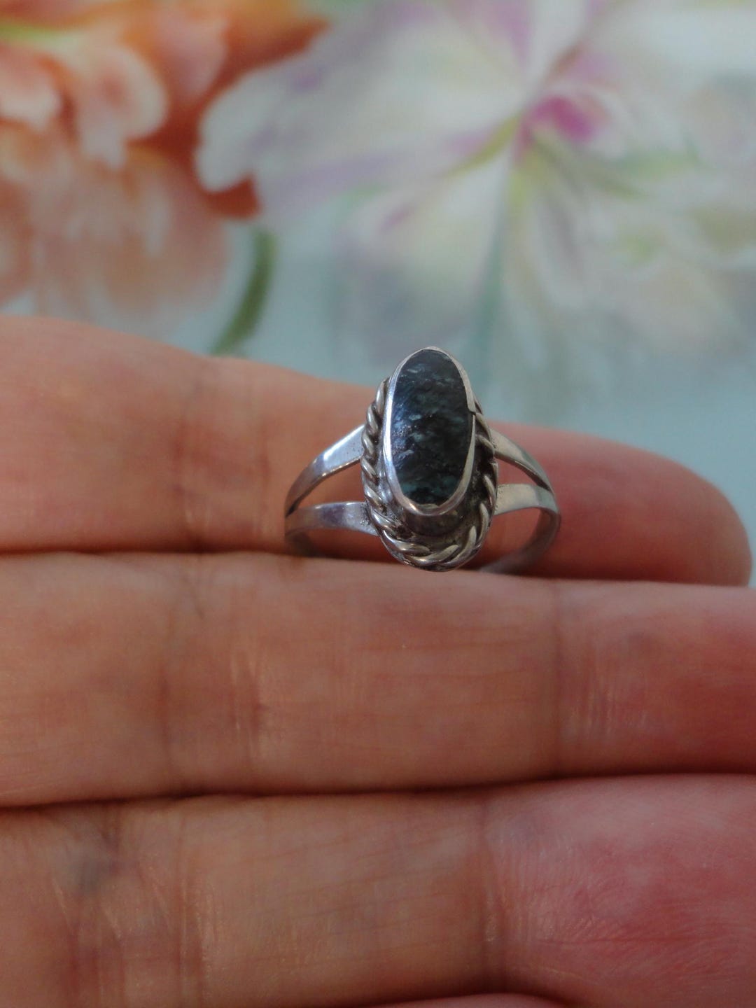Vintage Native American Turquoise Ring Sterling Silver Split Shank ...