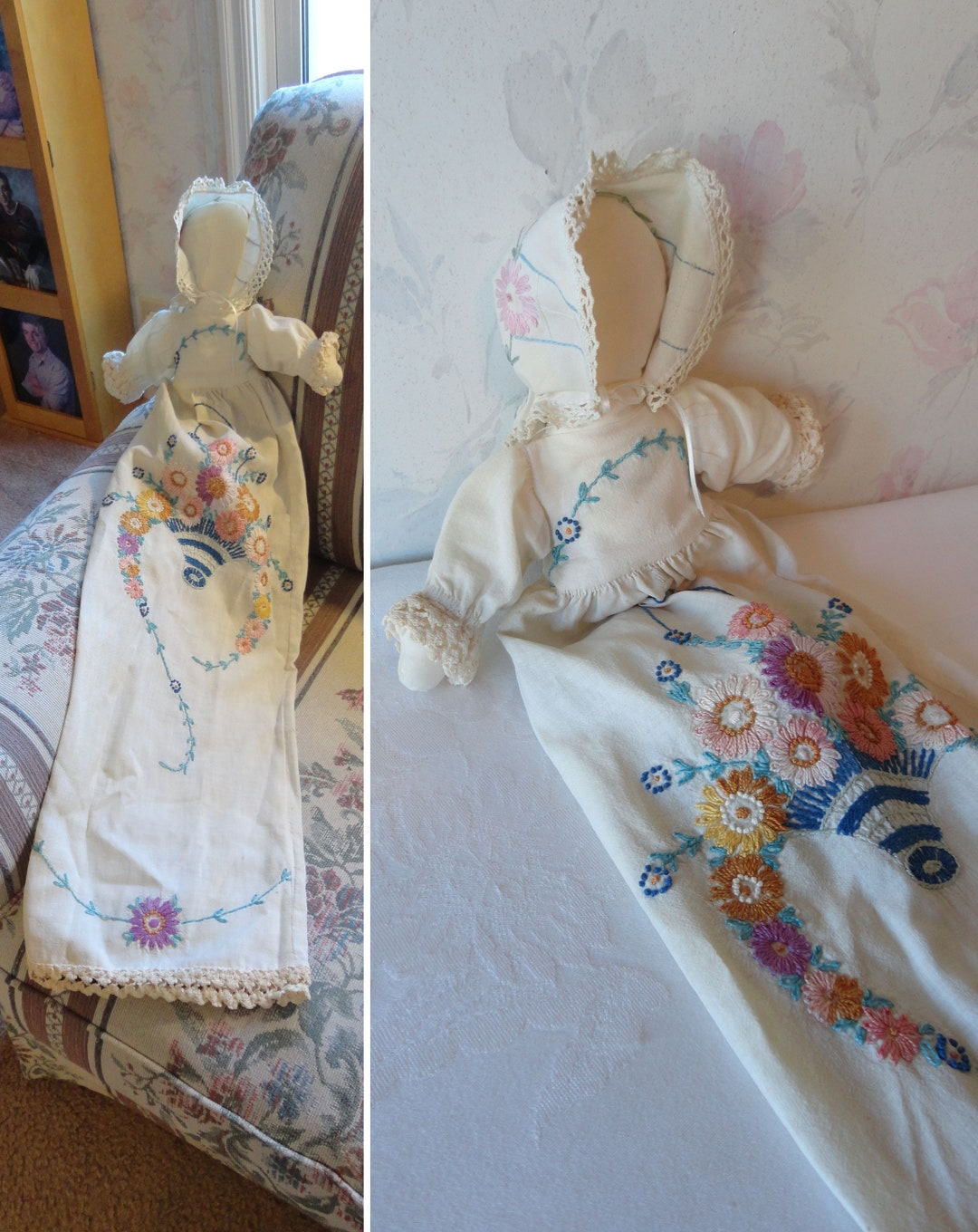 Vintage Faceless Cloth Doll Artisan Crafted Clothed in Beautiful ...