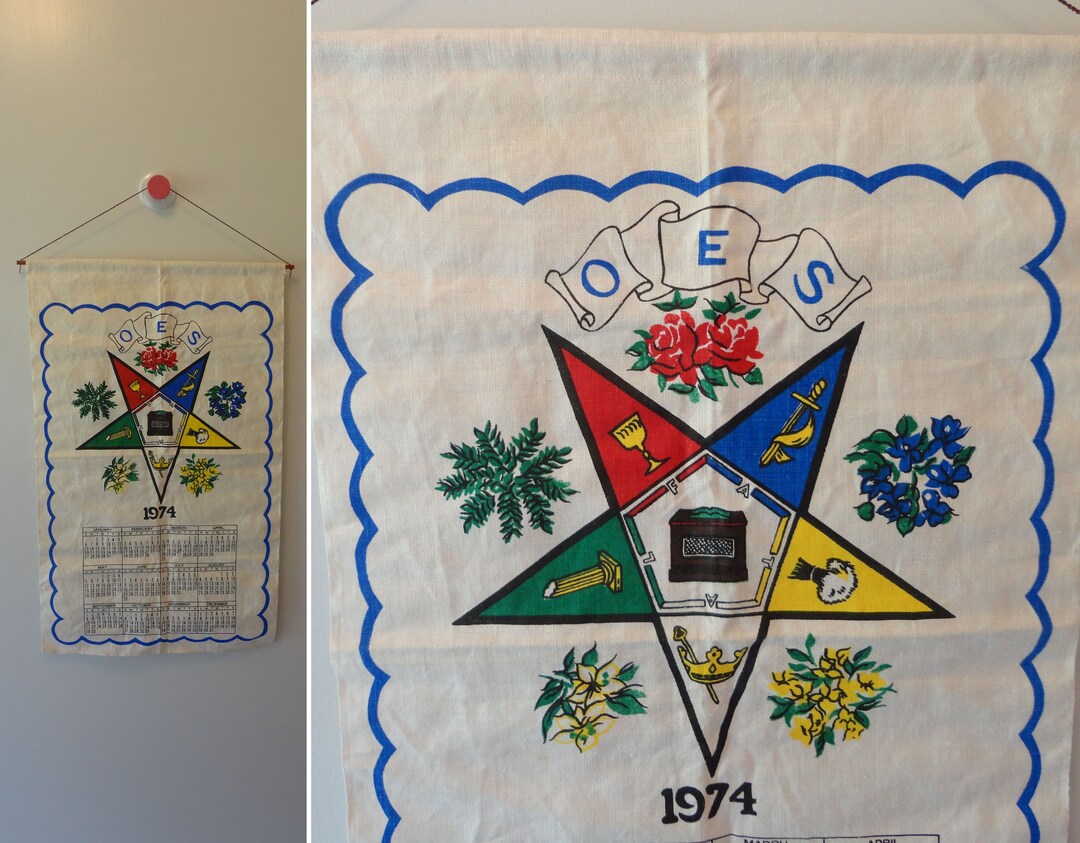 Vintage 1974 Order of Eastern Star OES Linen Calendar Tea - Etsy