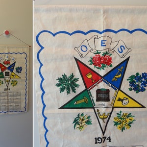Vintage 1974 Order of Eastern Star OES Linen Calendar Tea - Etsy