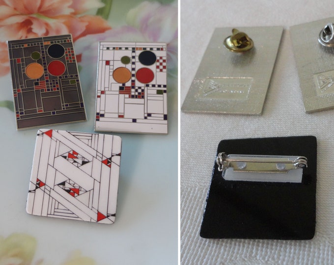 LOT of 3 Frank Lloyd Wright Lapel Pins Architectural Geometric Designs ...