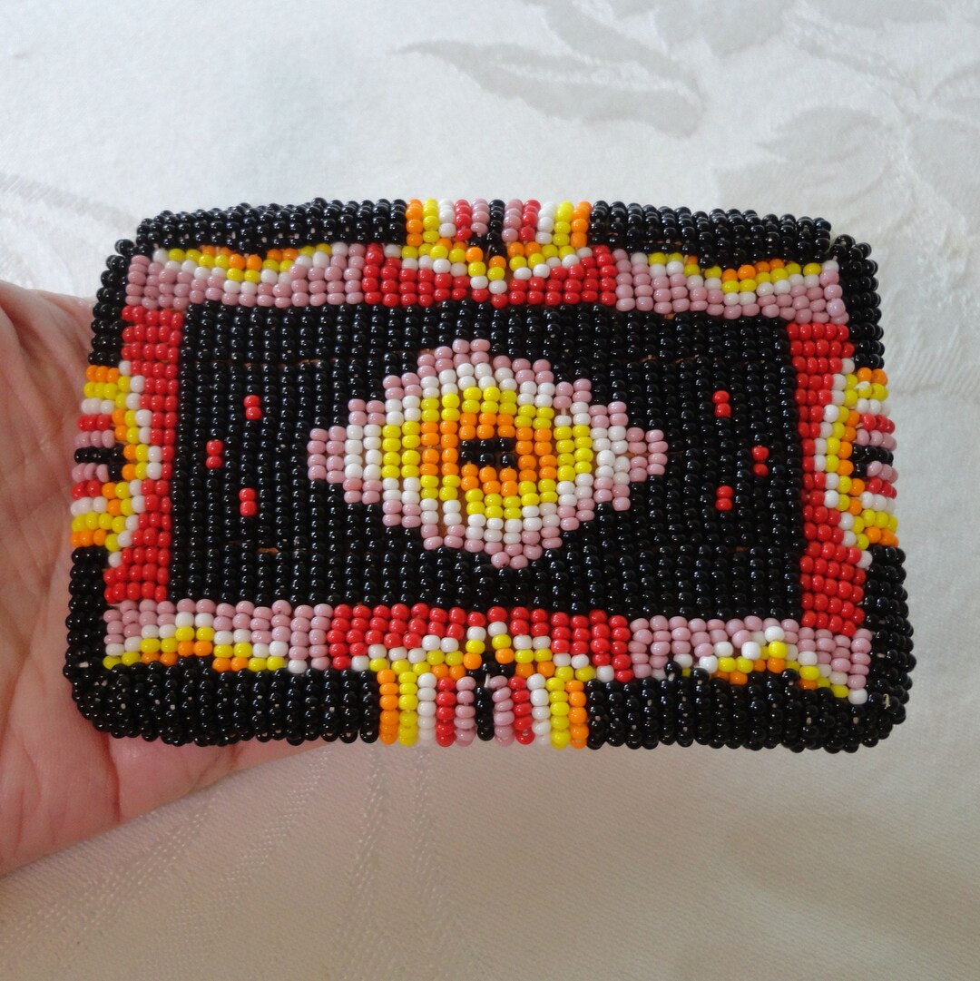 Vintage Native American Seed Bead Belt Buckle Traditional Native Indian ...