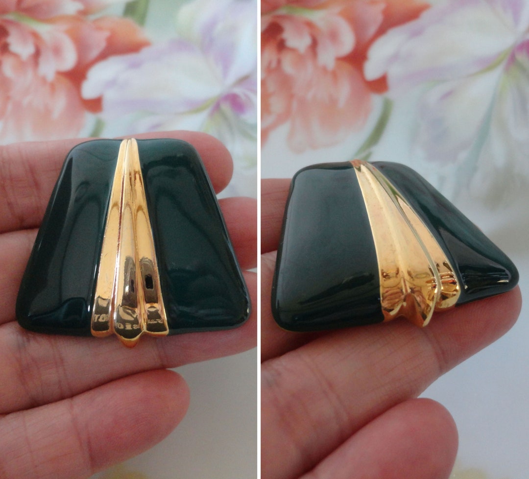 Vintage GJD Ginnie Johansen Designs Brooch Pin Green Enamel Gold Plated ...