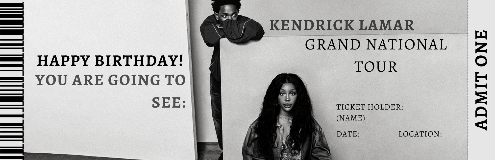 Editable Kendrick Lamar Grand National Tour Concert Ticket Canva ...