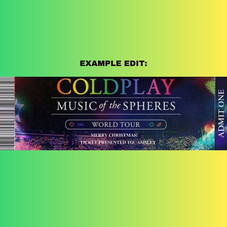 Editable Coldplay Music of the Spheres Canva Concert Ticket Template ...