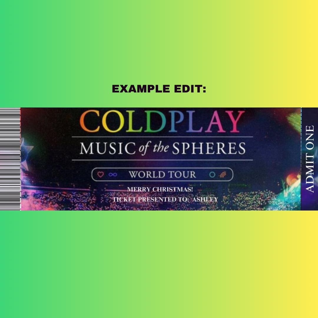 Editable Coldplay Music of the Spheres Canva Concert Ticket Template ...
