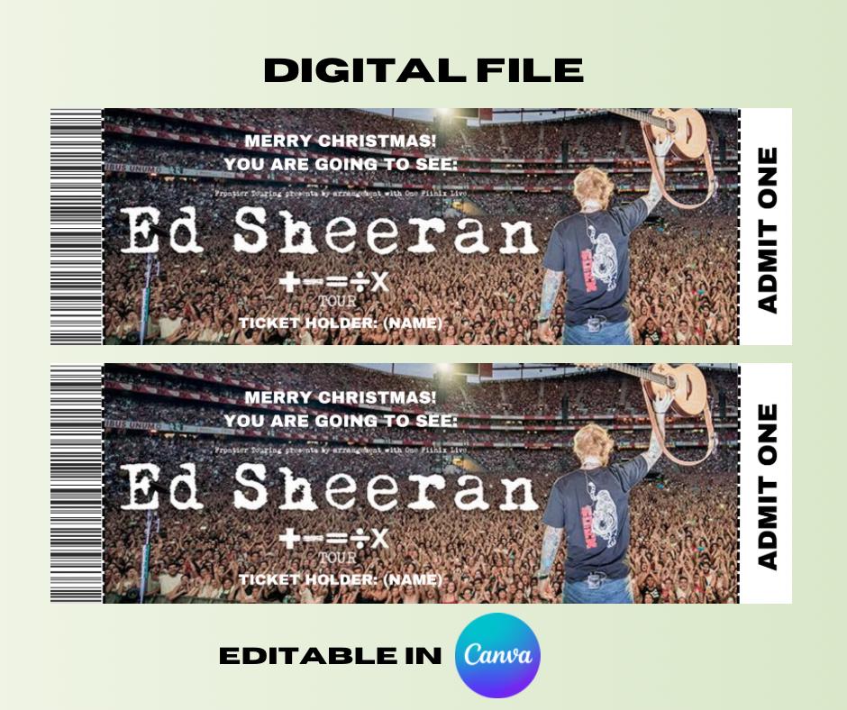 Editable Ed Sheeran Mathematics Tour Canva Concert Ticket Template ...