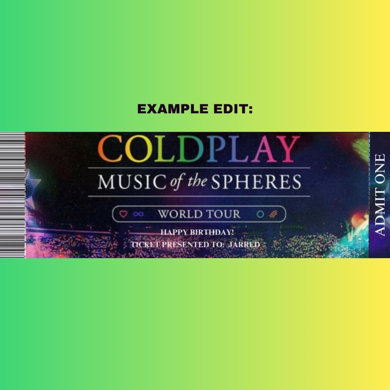 Editable Coldplay Music of the Spheres Canva Concert Ticket Template ...
