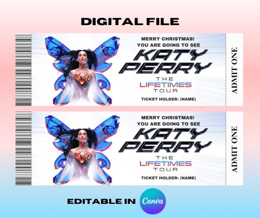 Editable Katy Perry Lifetimes Tour Canva Concert Ticket Template *DIGITAL FILE With Instructions ...