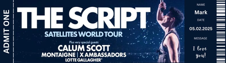 Editable the Script Concert Ticket Canva Template *DIGITAL FILE With ...