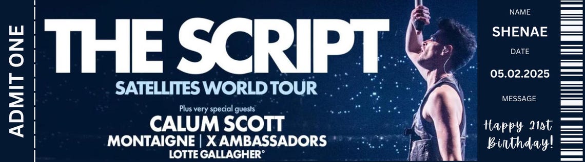 Editable the Script Concert Ticket Canva Template *DIGITAL FILE With ...