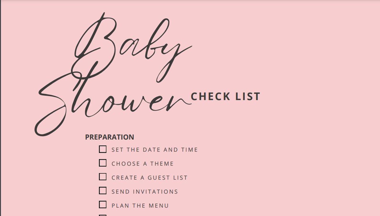 Baby Shower Checklist Printable, Baby Shower Planner Printable, Baby ...