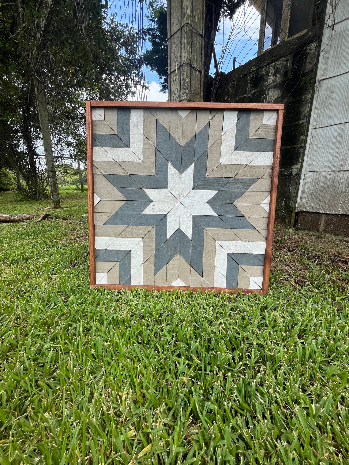 Wooden Geometric Star Burst Mosaic Barn Quilt Symmetrical - Etsy