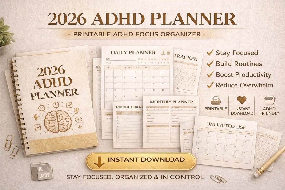 2026 ADHD Planner | ADHD Focus Planner | Daily Routine Organizer ...