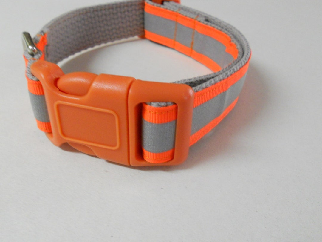 1" Wide Reflective Dog Collar, 3M Reflective Ribbon, Orange Collar - Etsy