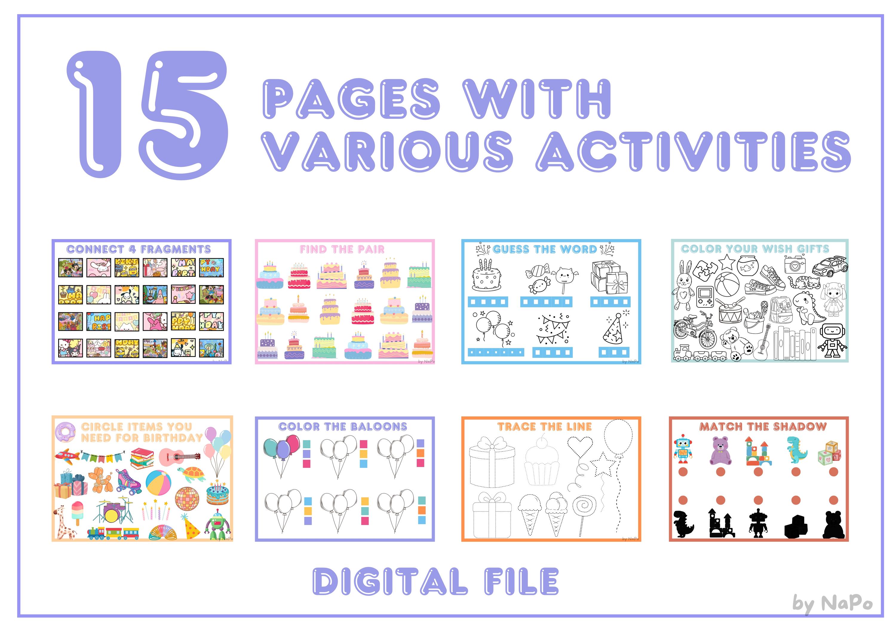 My Birthday Activity Book, Busy Book for Birthday Kids Party, Printable ...