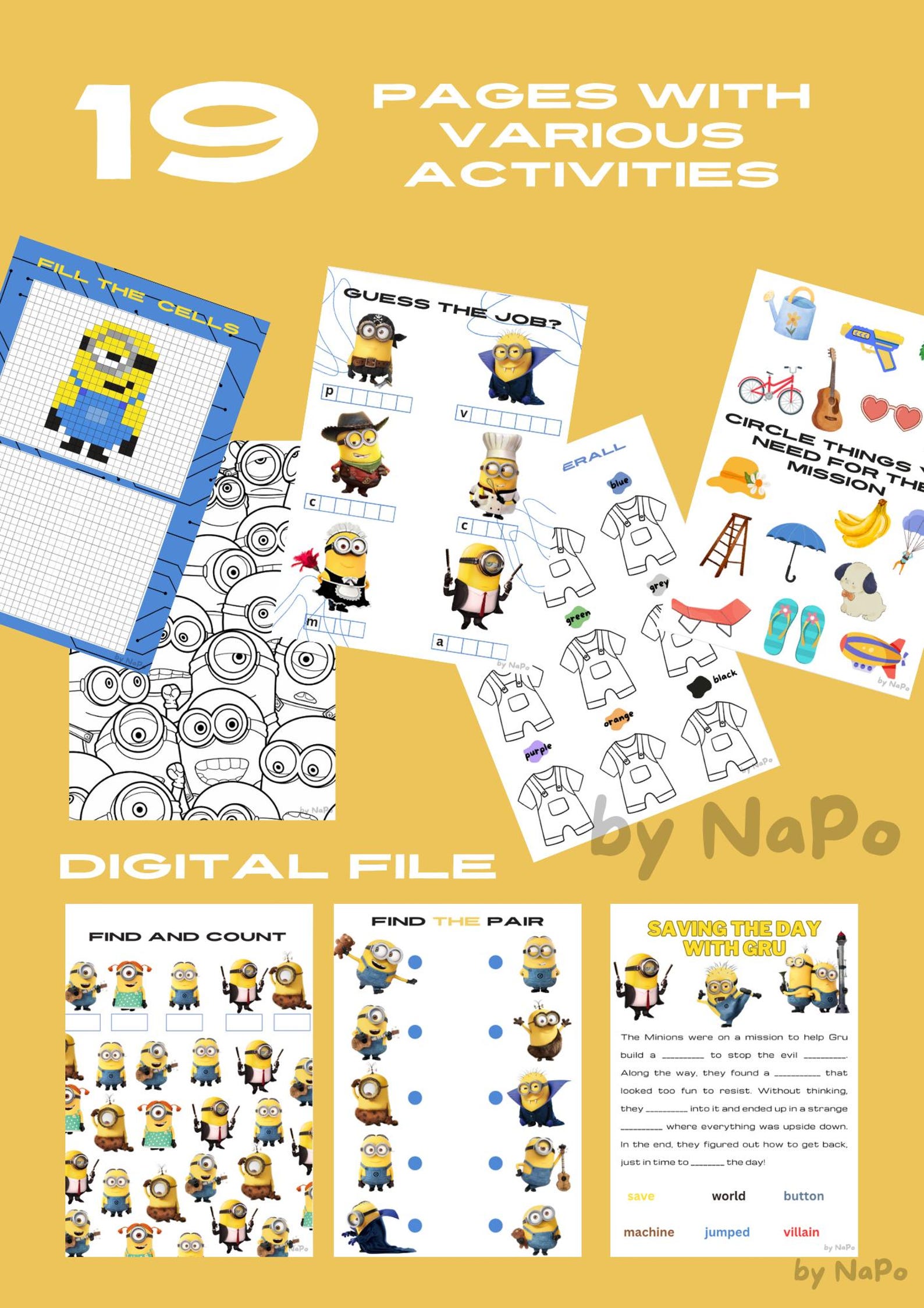 Minions Themed Busy Book, Activity Pages for Kids With Minions ...