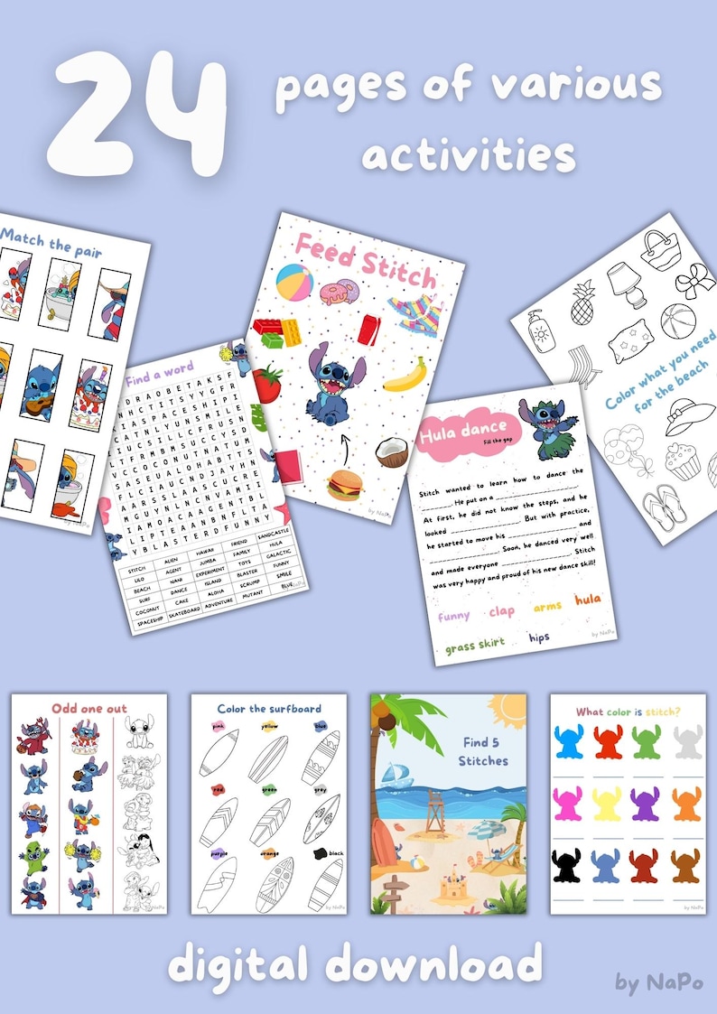 Stitch Themed Busy Book, Disney's Stitch Activity Pages,interactive ...