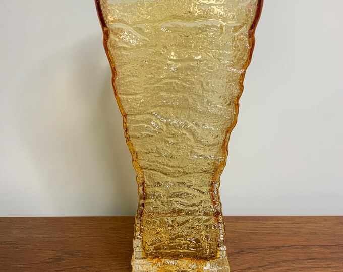 Mid-century Modern Ice Vase in Gold Amber Color – Unique Vintage Decor ...