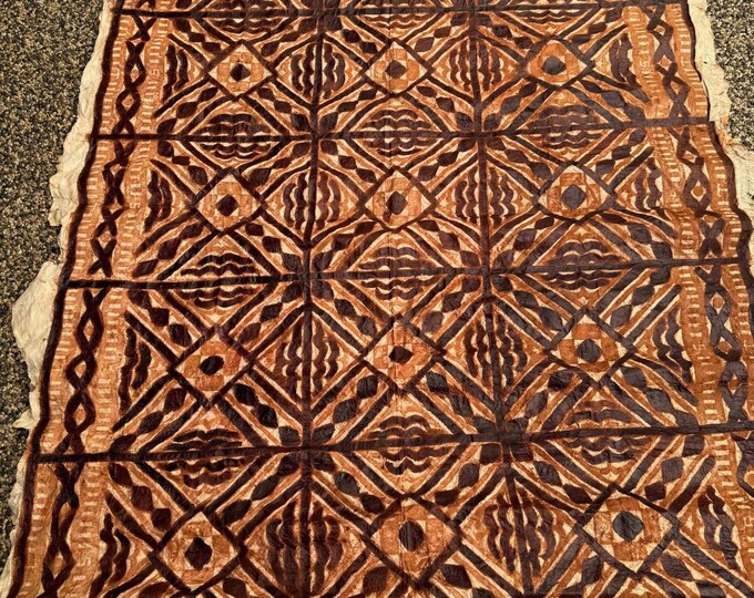 Vintage Tapa Cloth Wall Art – 62" X 50” Handcrafted Polynesian ...