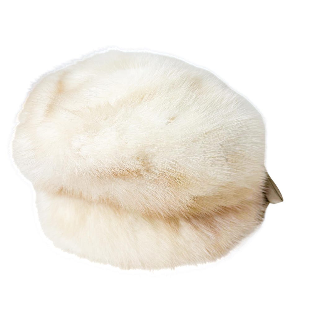 Vintage Christine Originals Mink Fur Hat, Cream Mink Pillbox Hat ...
