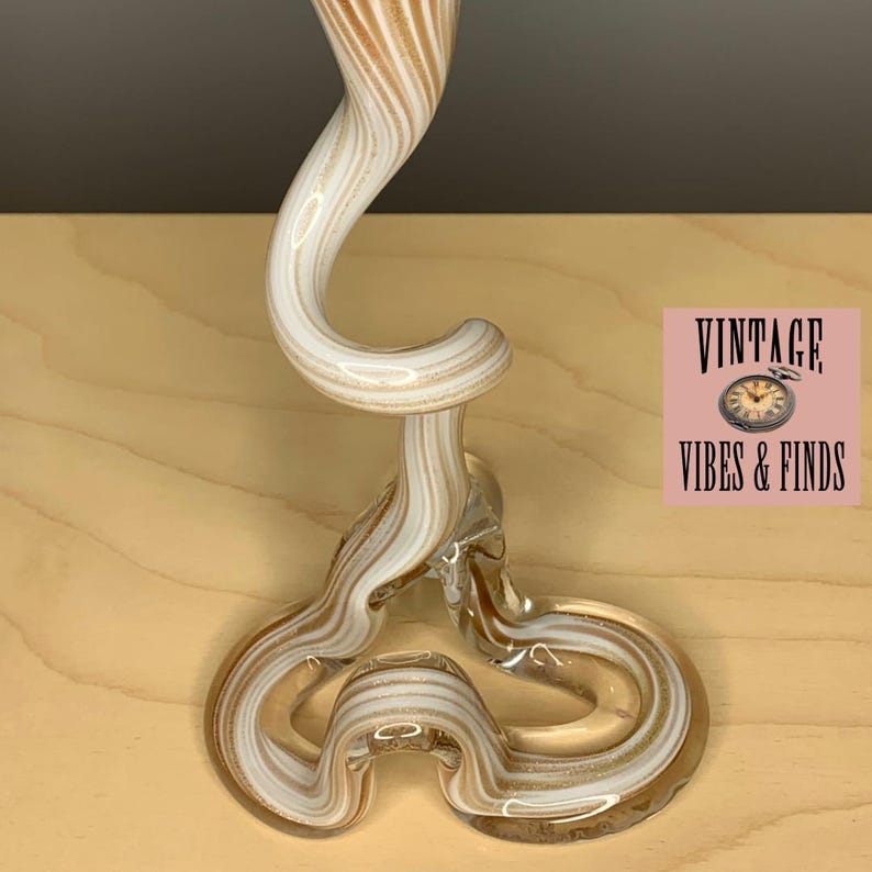 Vintage Mid-century Modern Glass Snakefoot Vase Collectible Home Decor ...