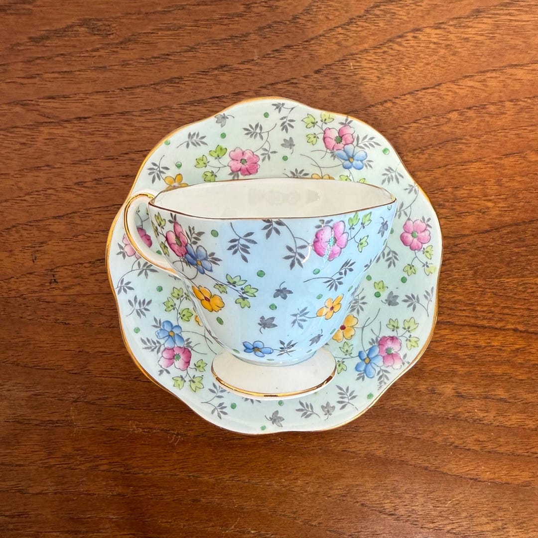 Vintage Foley Bone China Teacup & Saucer Set, E B 1850 England, Floral ...