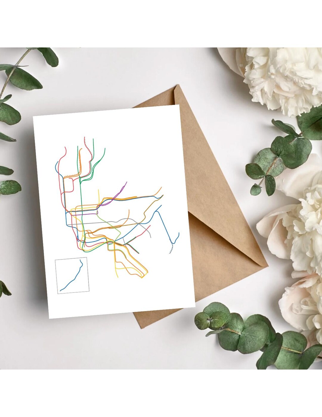 NYC Subway Map MTA Minimalist Custom Folded Personal Blank Greeting ...
