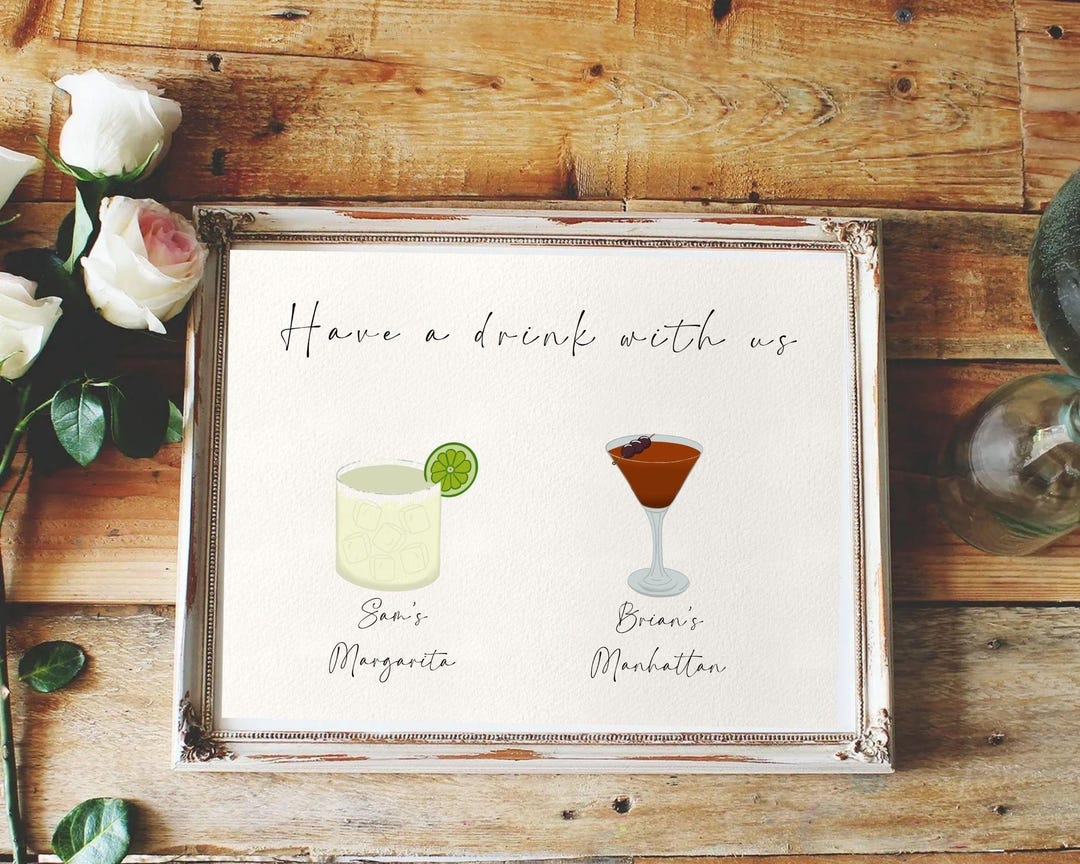 Custom Signature Drinks Wedding Menu: Personalized Barn Wedding ...