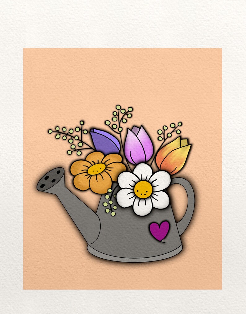 Watering Can With Flowers - Etsy