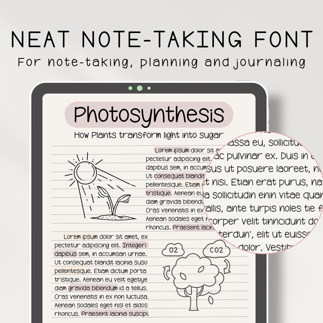 Student Font, Goodnotes Font, Study Notes, Digital Planner Font ...